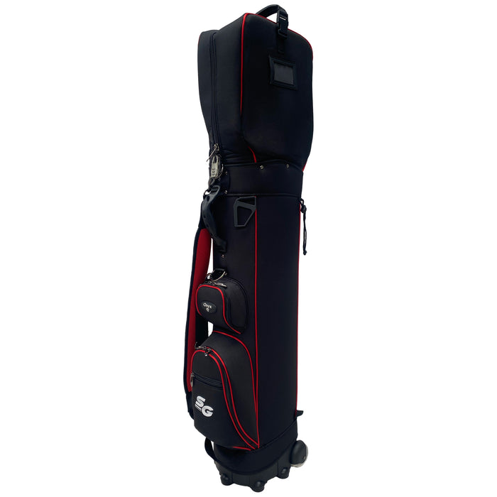 Onyx Roller Golf Travel Bag on Wheels – Black / Red | Stinger Golf Products